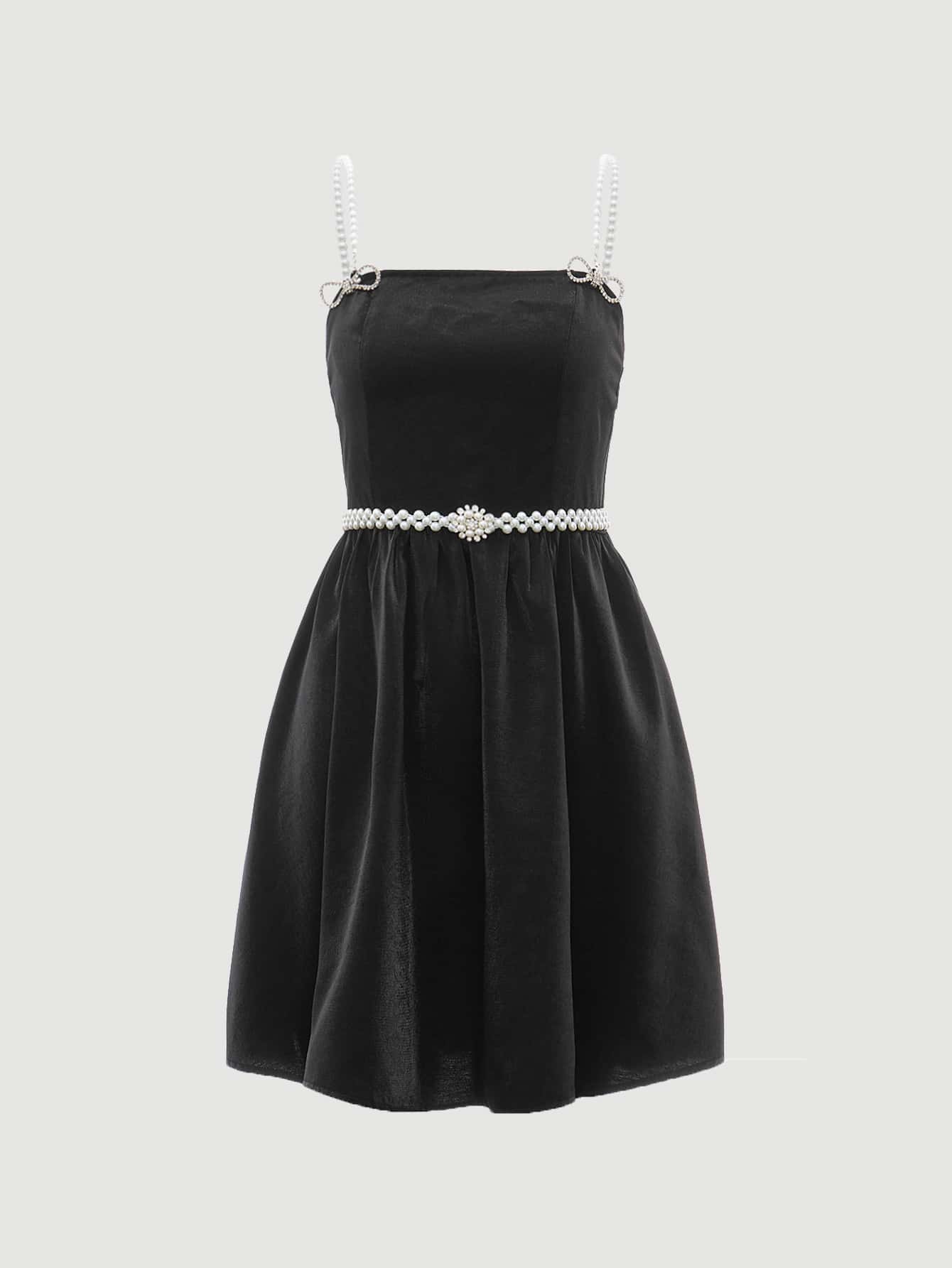 SHEIN MOD con strass dettaglio fiocco Abito con bretelle sottile con ...