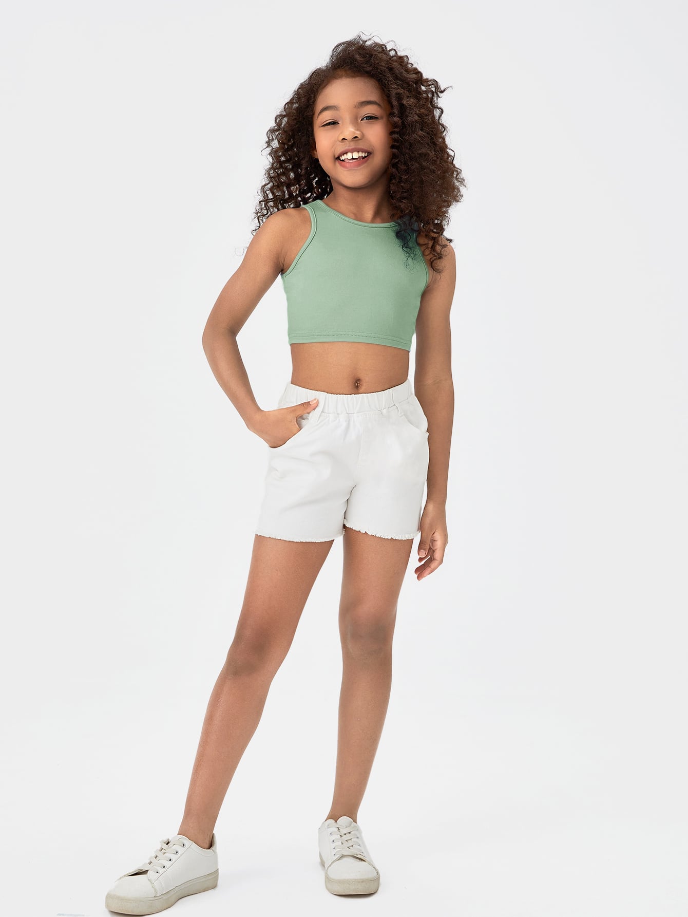 SHEIN Kids EVRYDAY Tween Girl Solid Crop Tank Top | SHEIN UK