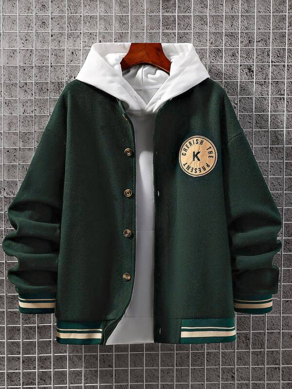 Manfinity Sporsity Men 1pc Slogan Embroidery Drop Shoulder Varsity ...