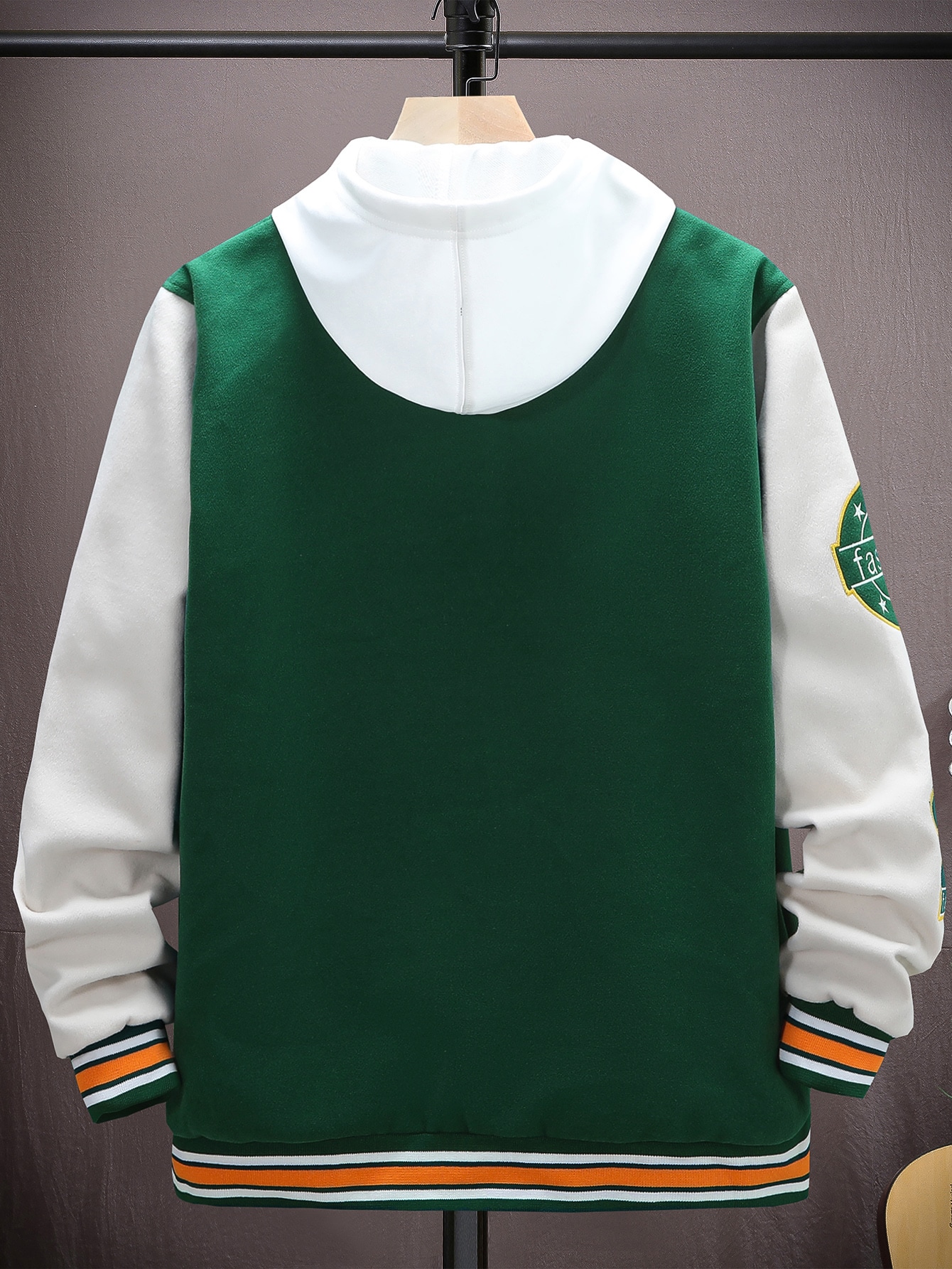 Manfinity Men Slogan Graphic Colorblock Varsity Jacket Without Hoodie ...