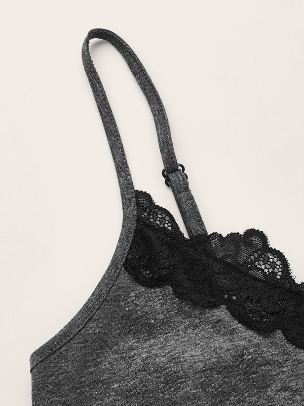 ROMWE Goth Butterfly Skull Print Lace Trim Cami Top | SHEIN USA