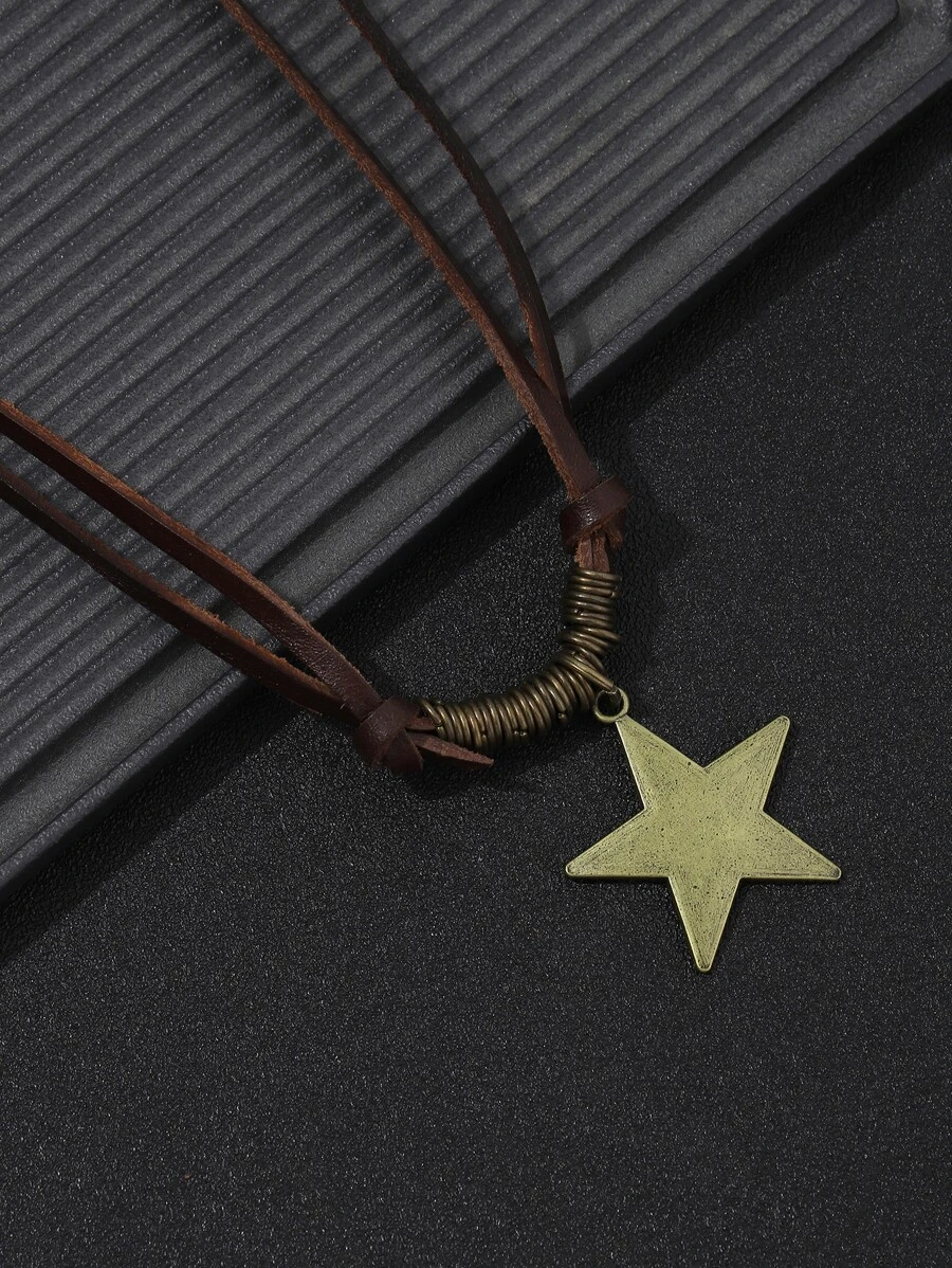 Fashionable and Popular Men Star Pendant Necklace PU for Jewelry Gift ...