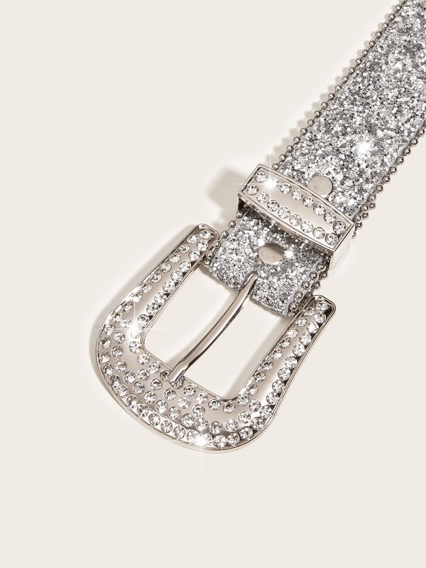 1pc Women Rhinestone Decor Geometric Buckle Belt | SHEIN USA