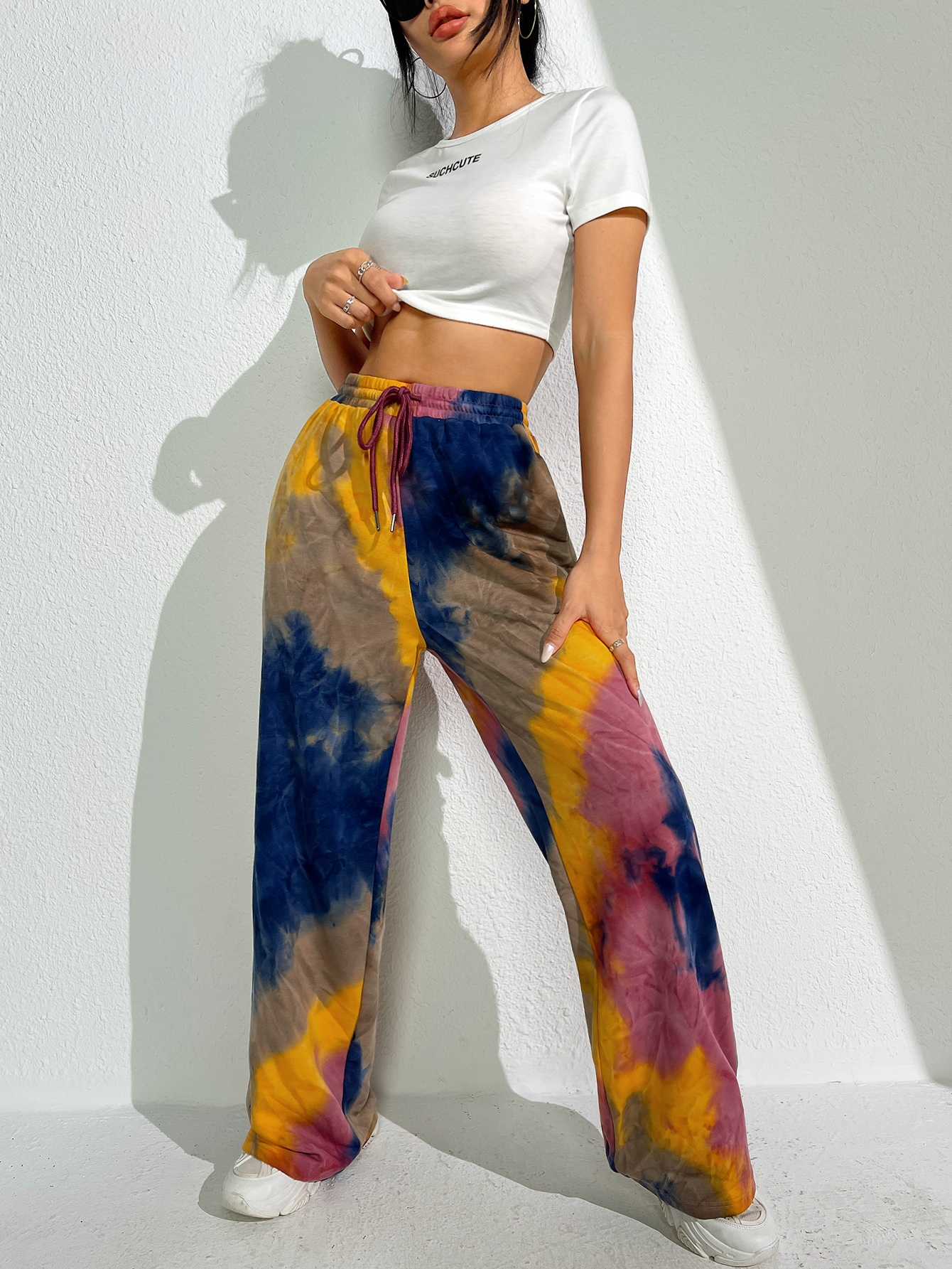 SHEIN LUNE Tie Dye Drawstring Waist Sweatpants | SHEIN USA