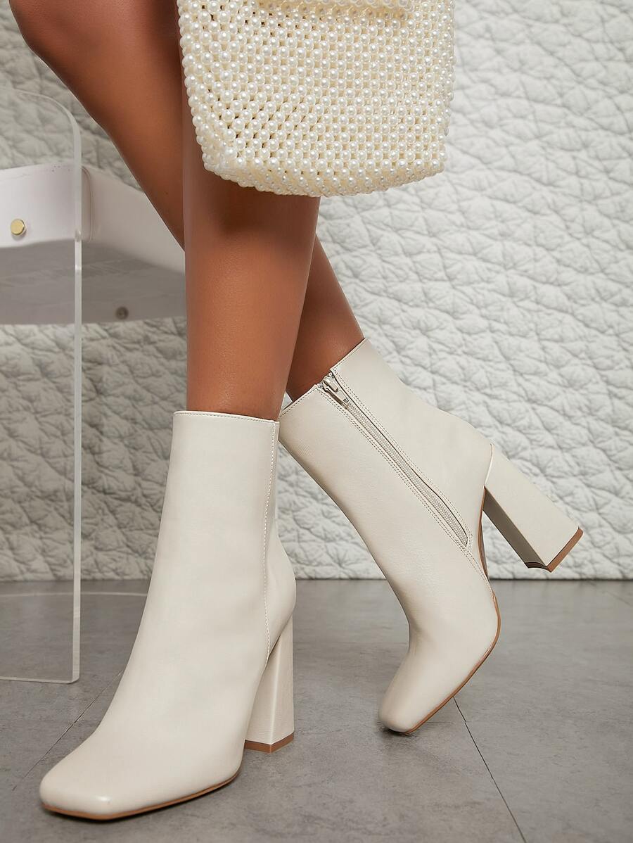 SHUZIA Women's Comfortable, Essential Vegan Leather Side Zipper Chunky ...