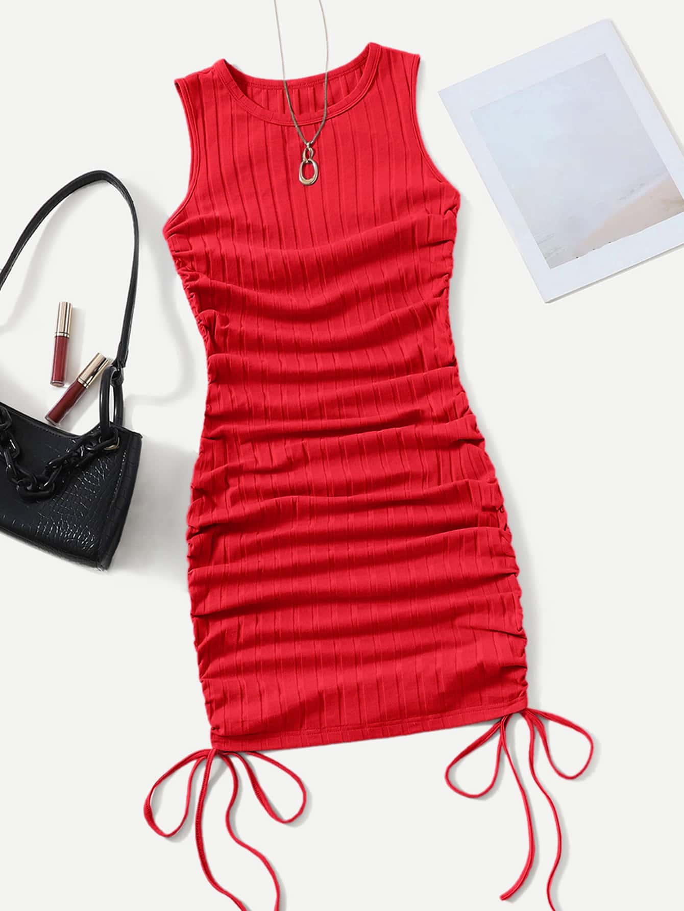 Shein Ezwear Ruched Drawstring Side Bodycon Dress | Shein Eur