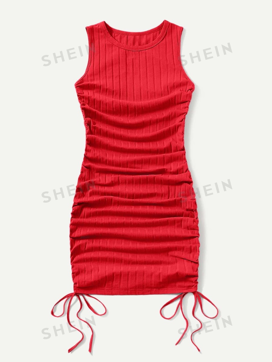 Shein Ezwear Ruched Drawstring Side Bodycon Dress | Shein Eur