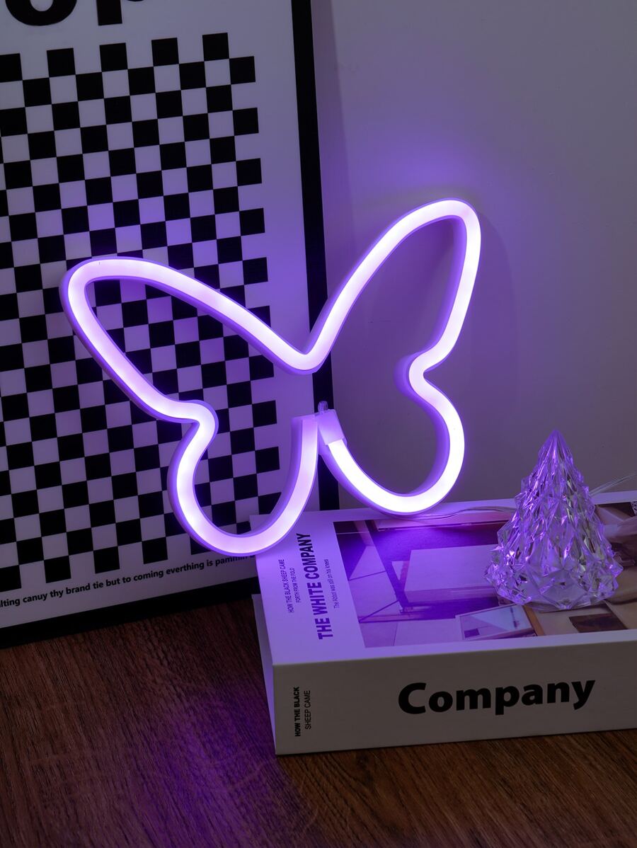 1pc Butterfly Shaped Neon Light, Modern Plastic Insect Shaped LED Neon ...