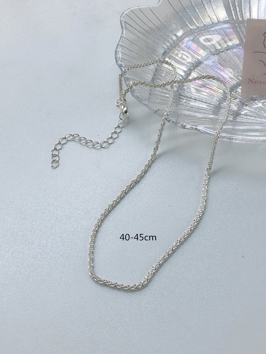 1pc Simple Women Shiny Wave-Surfaced Serpentine Chain Necklace | SHEIN UK