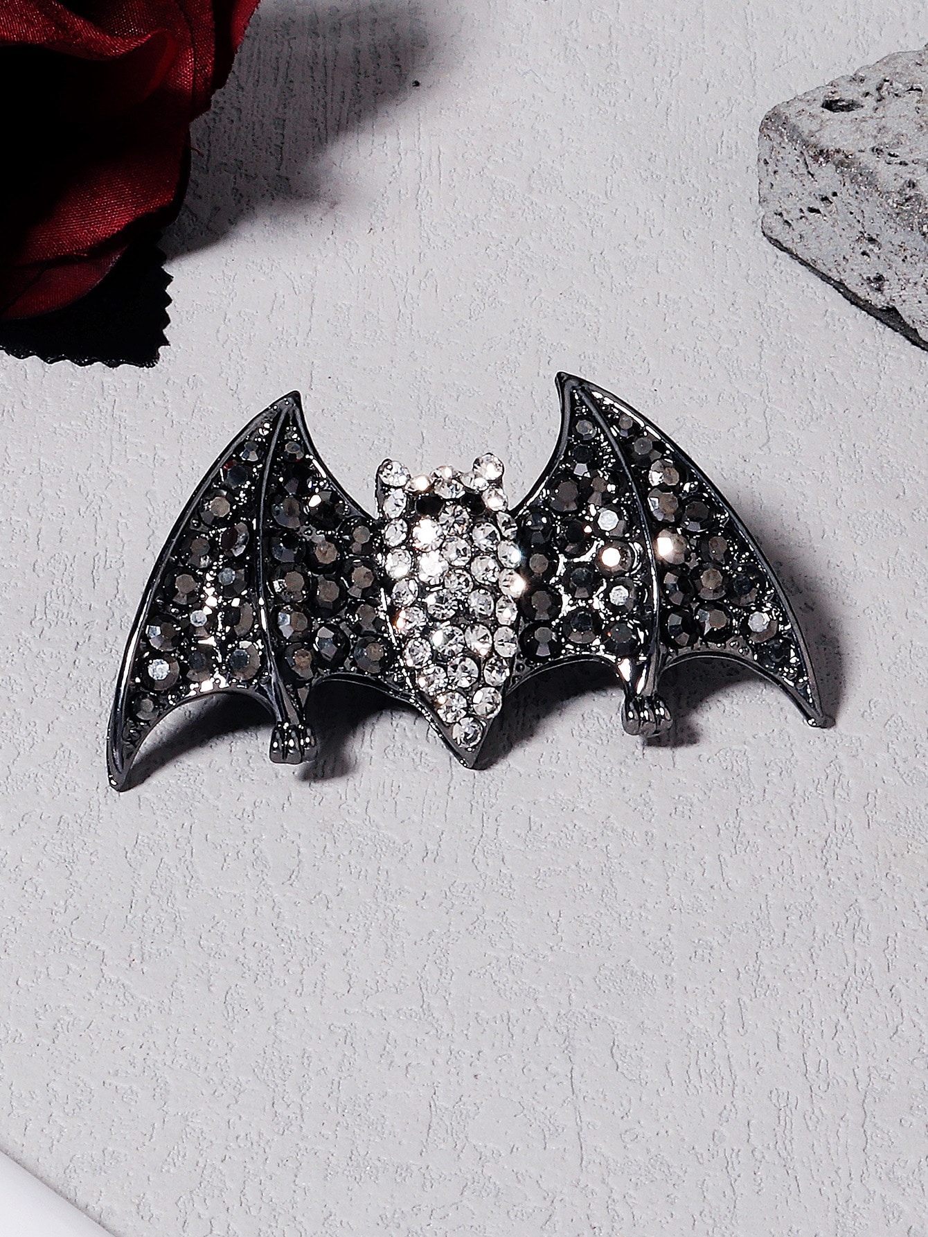 Halloween Rhinestone Bat Decor French Clip