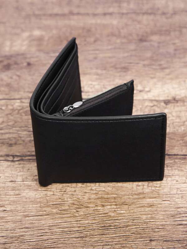 Men Minimalist Small Wallet Credit Card Small Purse ID Window Zipper ...