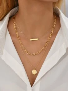 1pc Fashion Multilayer Gold-Color Alloy Necklace For Women | SHEIN USA