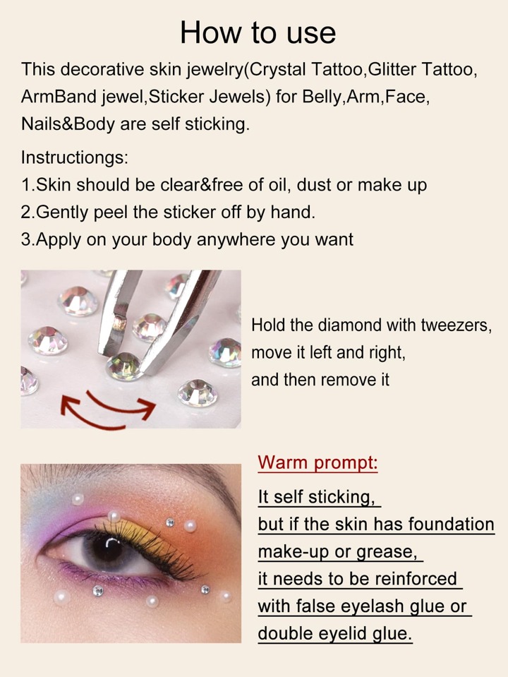 1sheet Rhinestone Face Tattoo Sticker | SHEIN