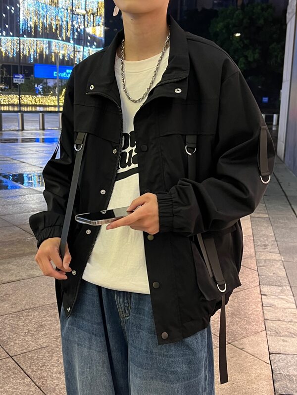 Manfinity EMRG Men Buckled Flap Pocket Drop Shoulder Jacket | SHEIN UK