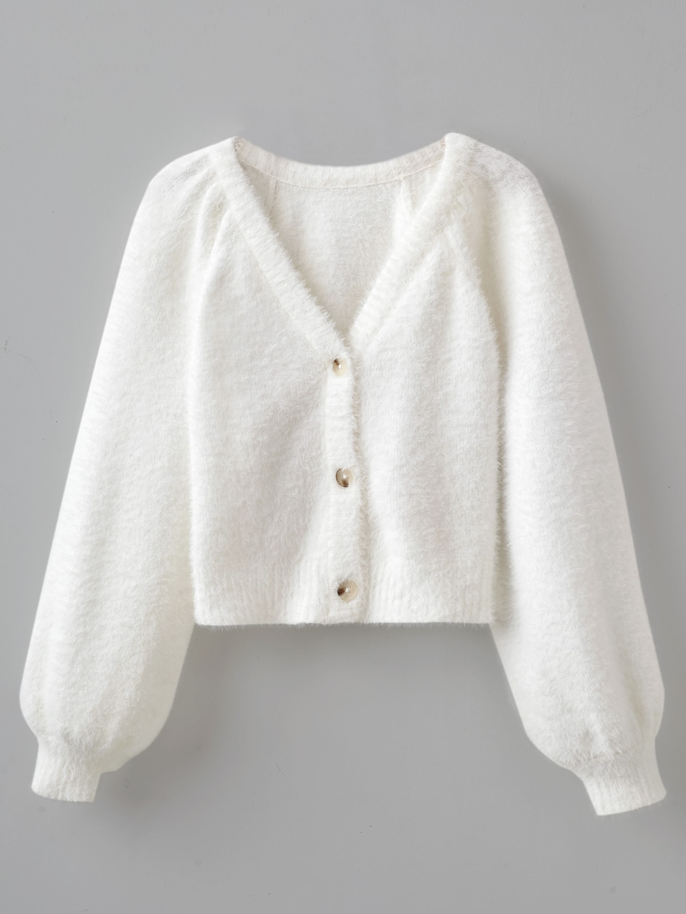 Girls Raglan Sleeve Fluffy Knit Cardigan