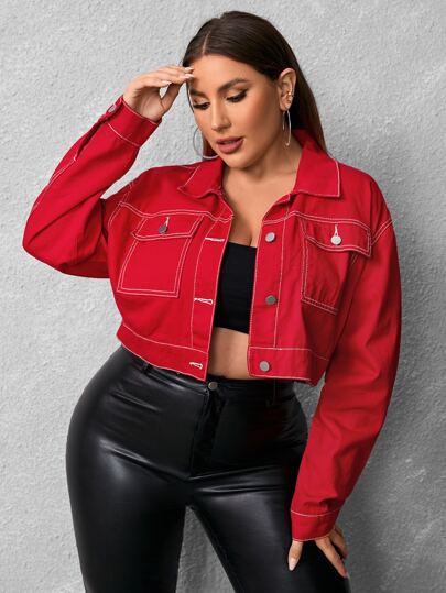 Plus Size Denim Jackets | Fashion Plus Size Denim Jackets | SHEIN USA