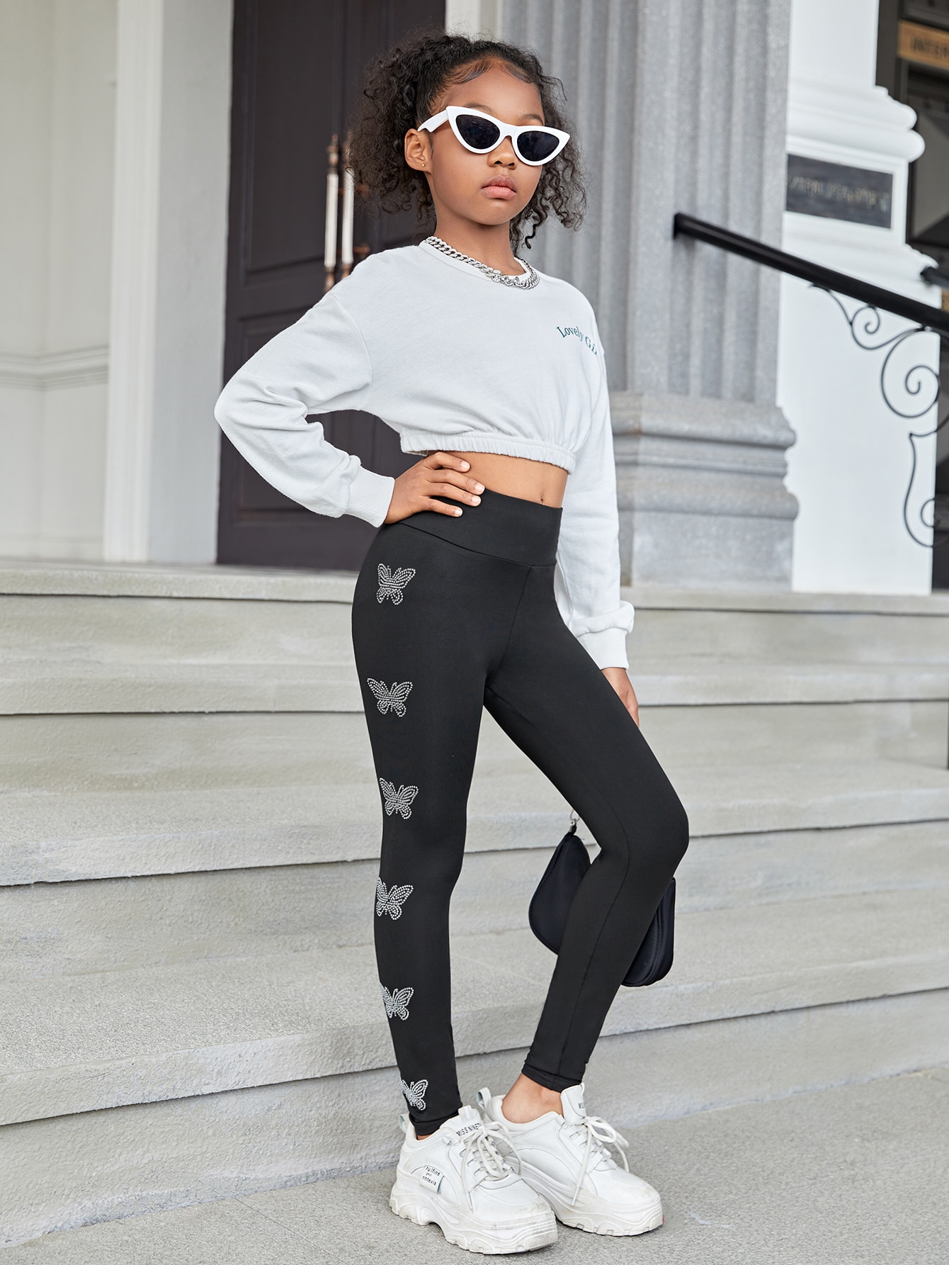 SHEIN Girls Butterfly Print Tummy Control Leggings | SHEIN USA