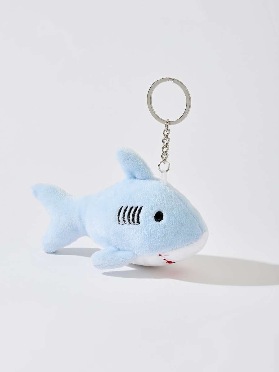 Light Blue Small Plush Shark Shaped Keychain | SHEIN UK