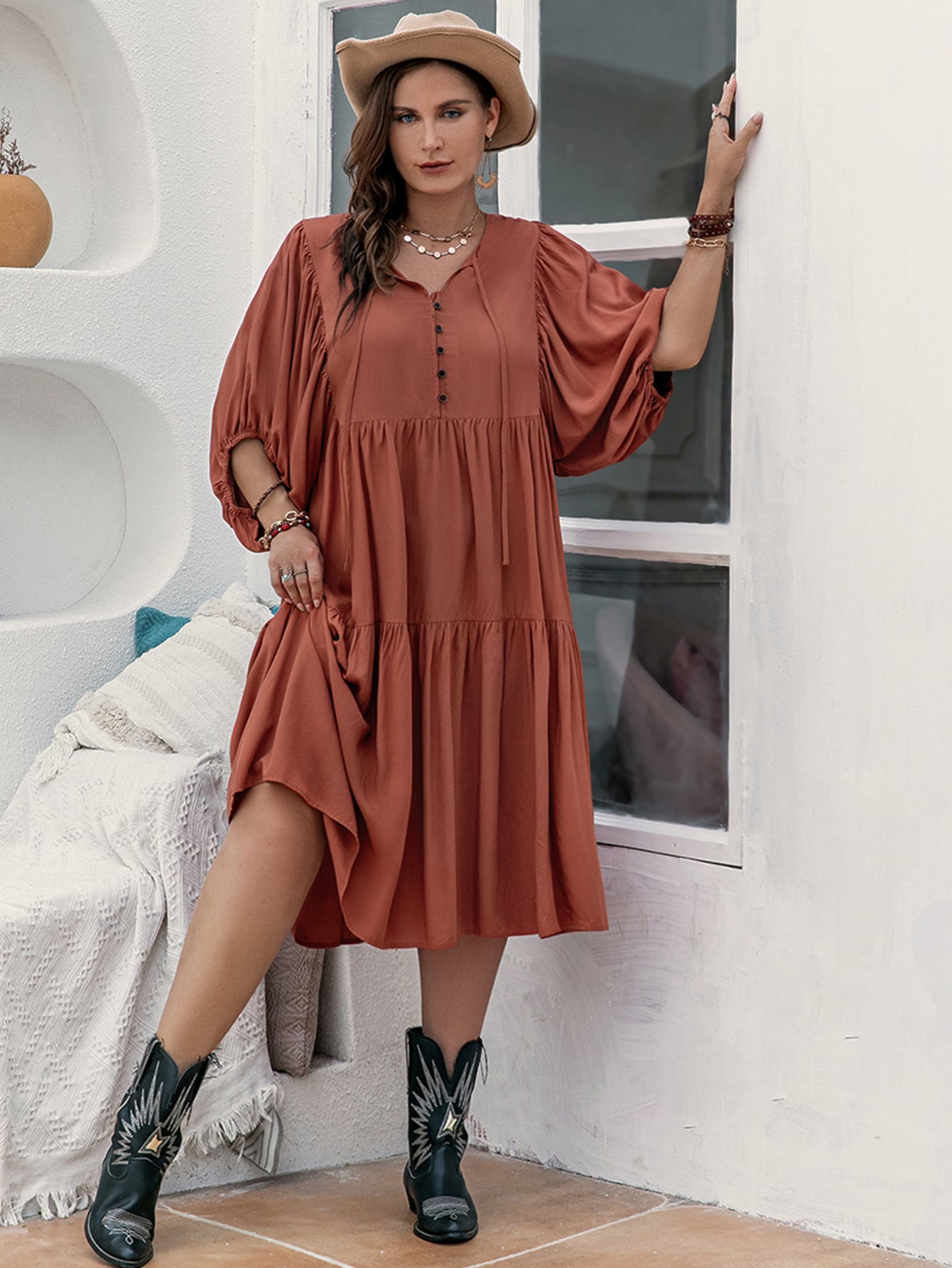 Rusttydustty Plus Solid Button Front Smock Dress for Sale Australia ...