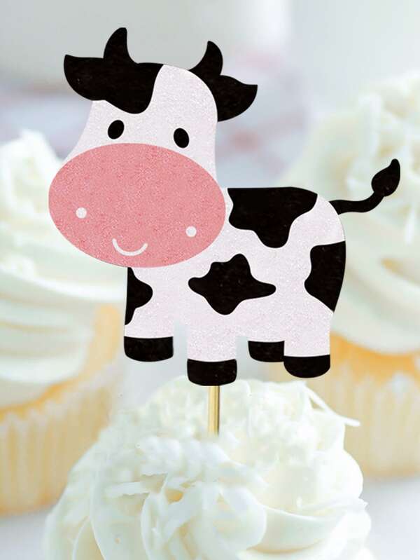 12pcs Milk Cow & Number Design Cake Topper Set | SHEIN USA