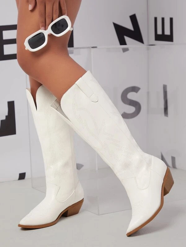 Botas vaqueras metalizadas por debajo de la rodilla | Moda de Mujer ...