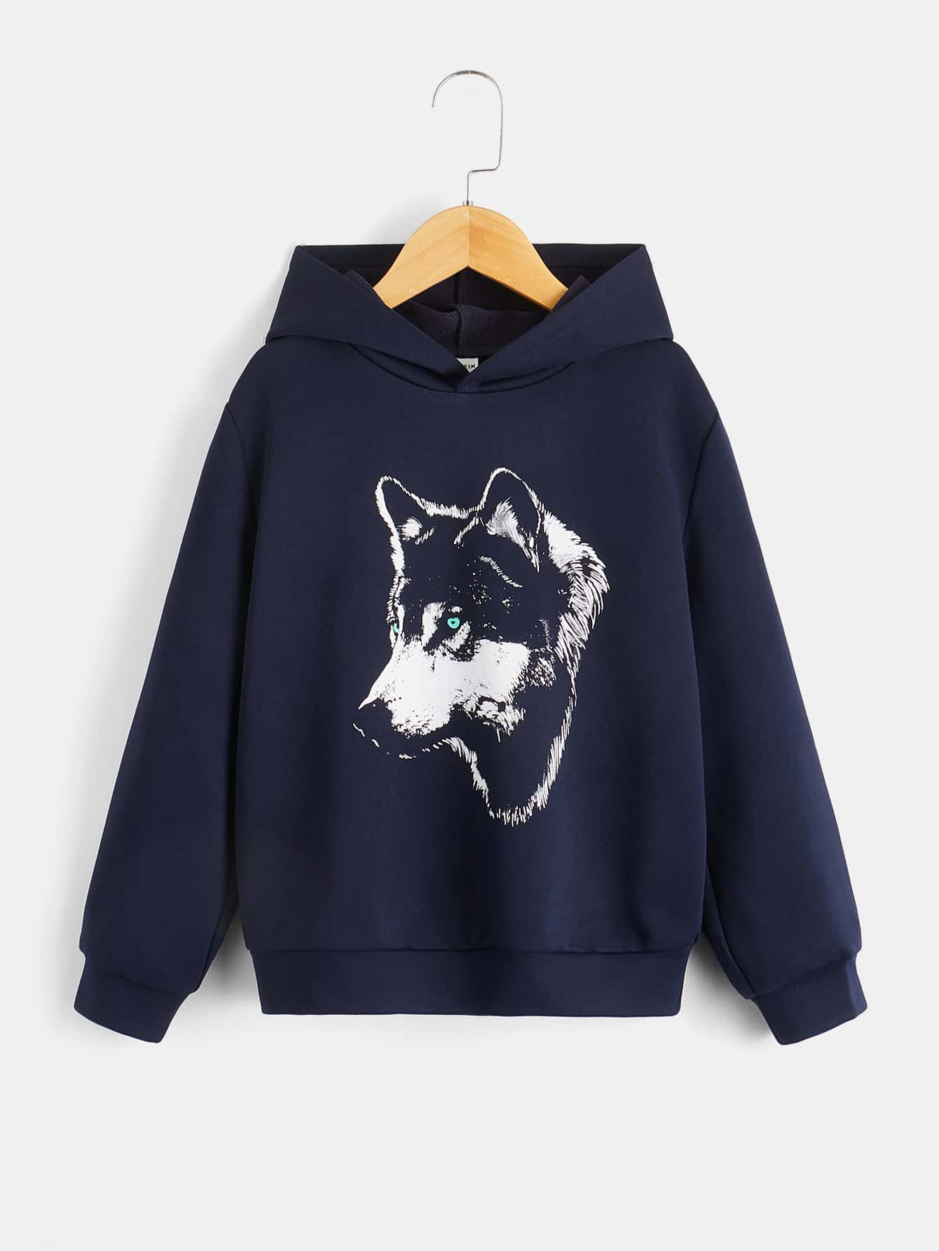 SHEIN Boys Wolf Print Hoodie | SHEIN USA