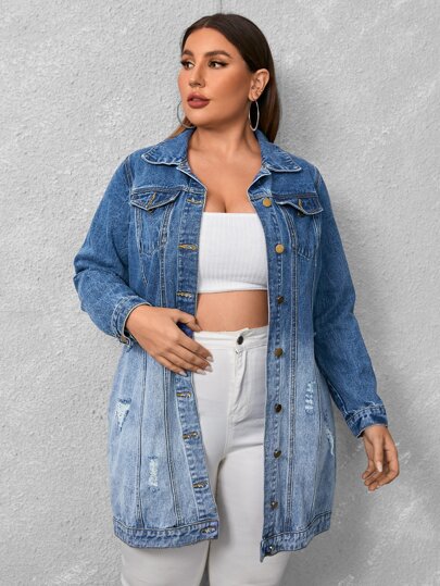 Plus Size Denim Jackets | Fashion Plus Size Denim Jackets | SHEIN USA