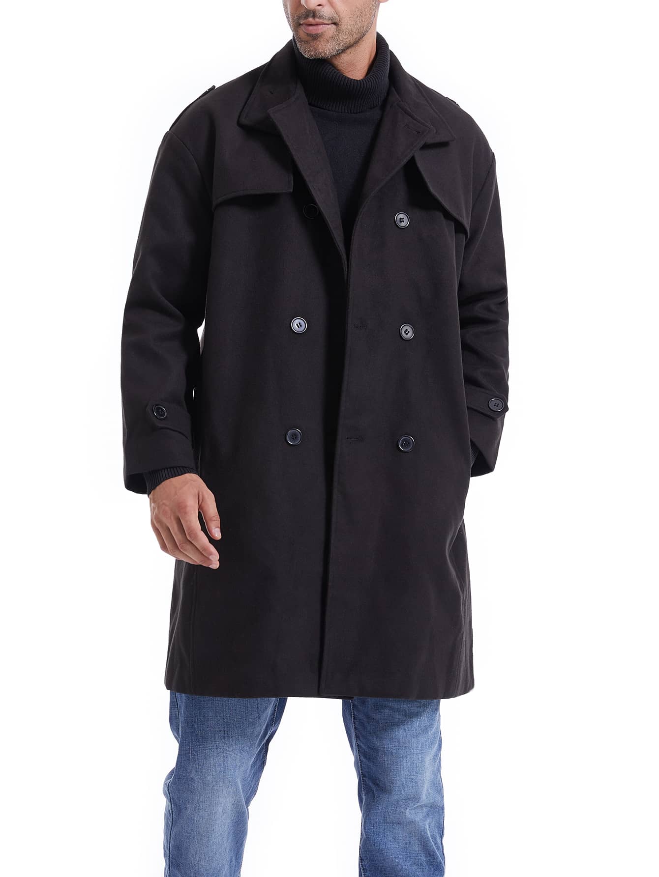 Manfinity Men Double Breasted Slant Pockets Overcoat | SHEIN USA