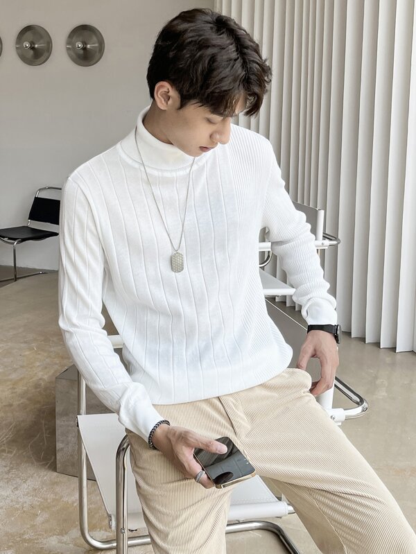 Manfinity Homme Men Turtle Neck Rib-knit Jumper | SHEIN UK