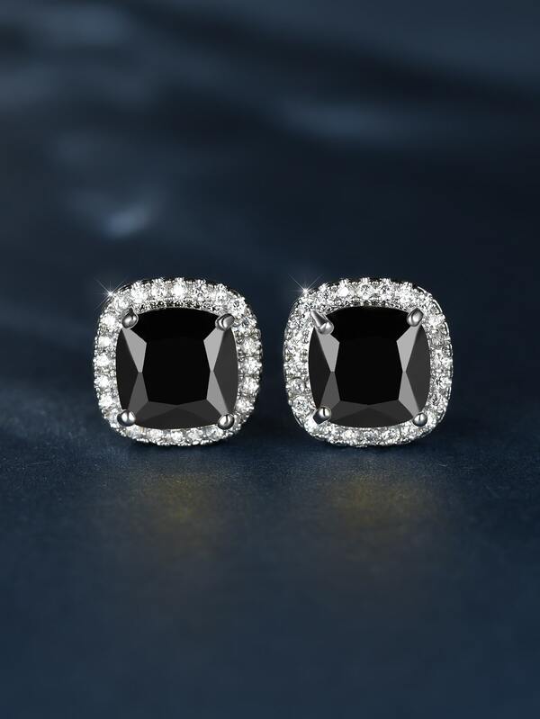 Rhinestone Square Decor Stud Earrings | SHEIN USA