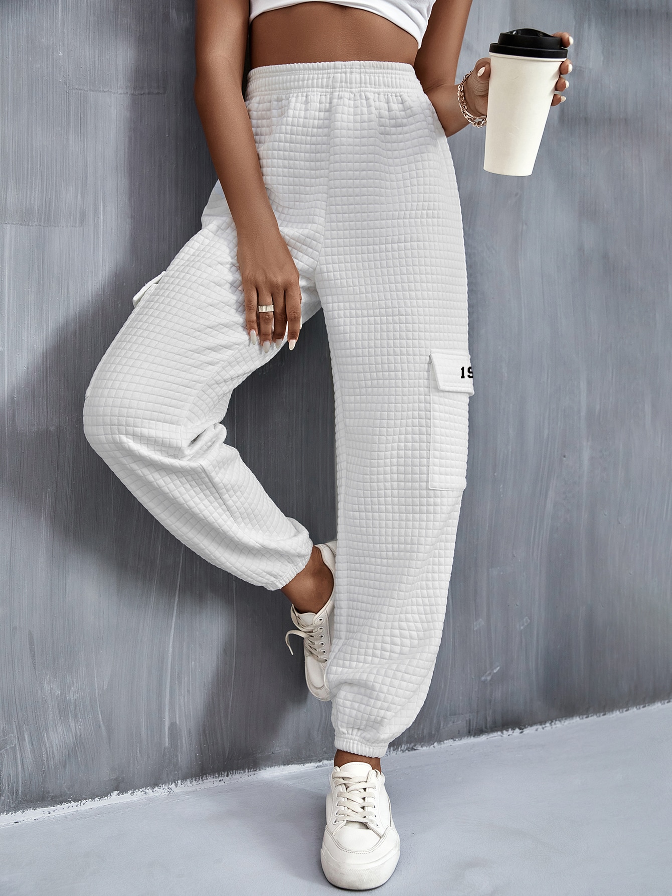 Quilted Flap Pocket Side Sweatpants | SHEIN USA