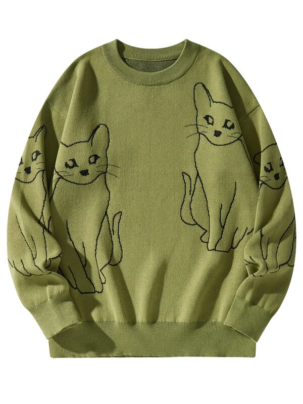 Manfinity Men Cat Pattern Drop Shoulder Jumper | SHEIN UK