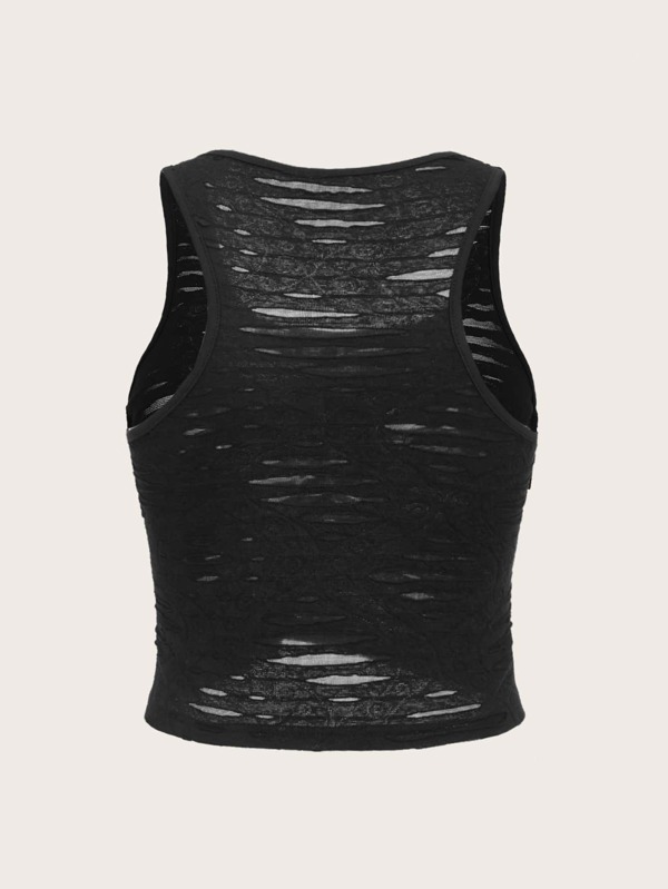 Goth Solid Ripped Tank Top | SHEIN USA