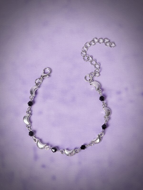 Goth Moon & Bead Decor Bracelet | SHEIN USA