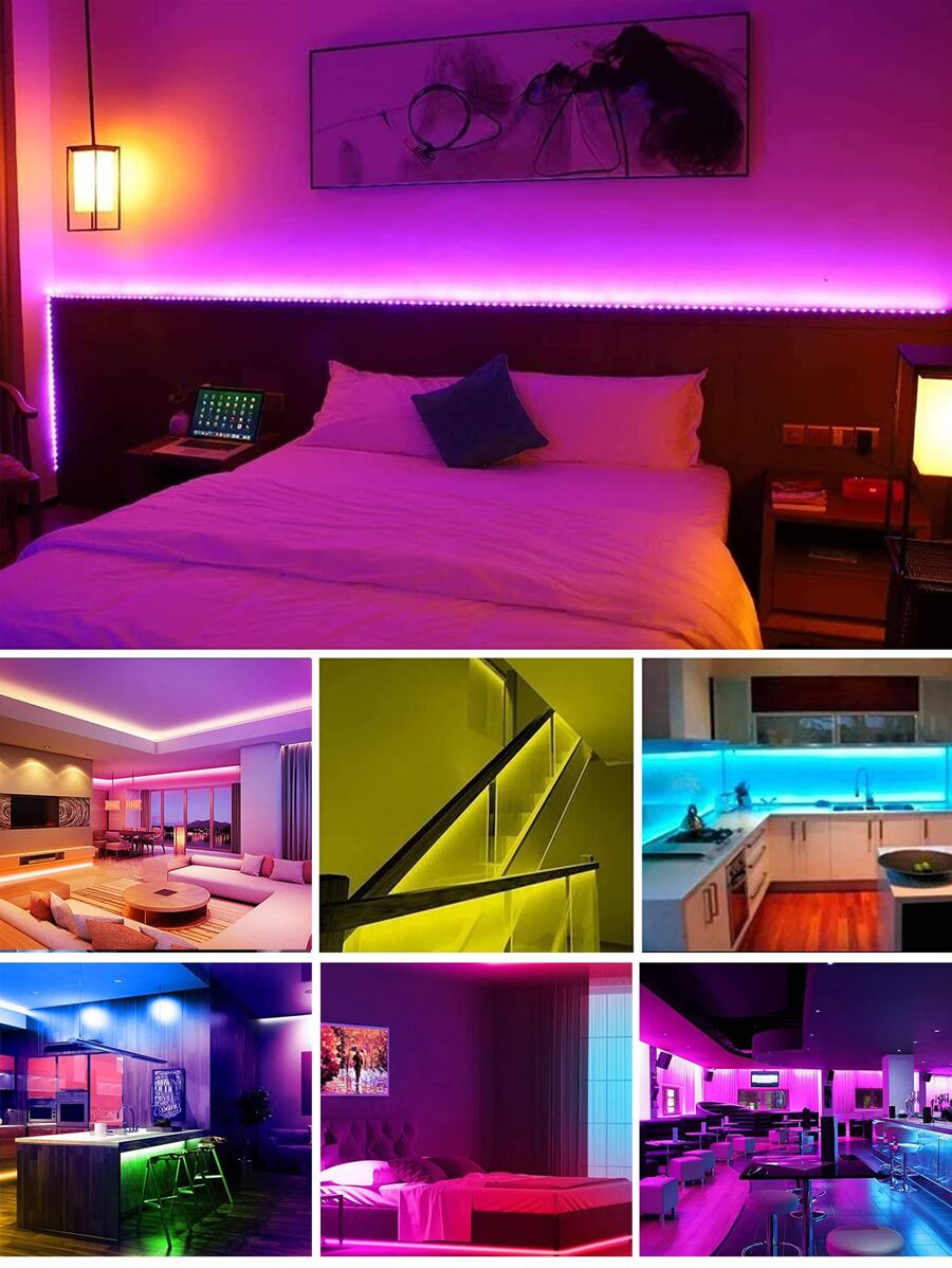 1pc 60/90/150 Led 2/3/5M taśma RGB z pilotem, nowoczesne wielokolorowe światło LED do pokoju ...