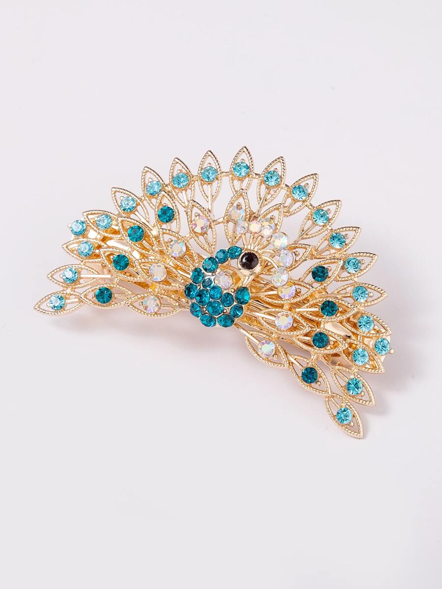 Royal Rhinestone Peacock Decor French Clip | SHEIN USA