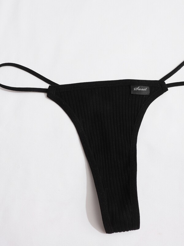 3pack Solid Ribbed Knit Thong Set | SHEIN USA