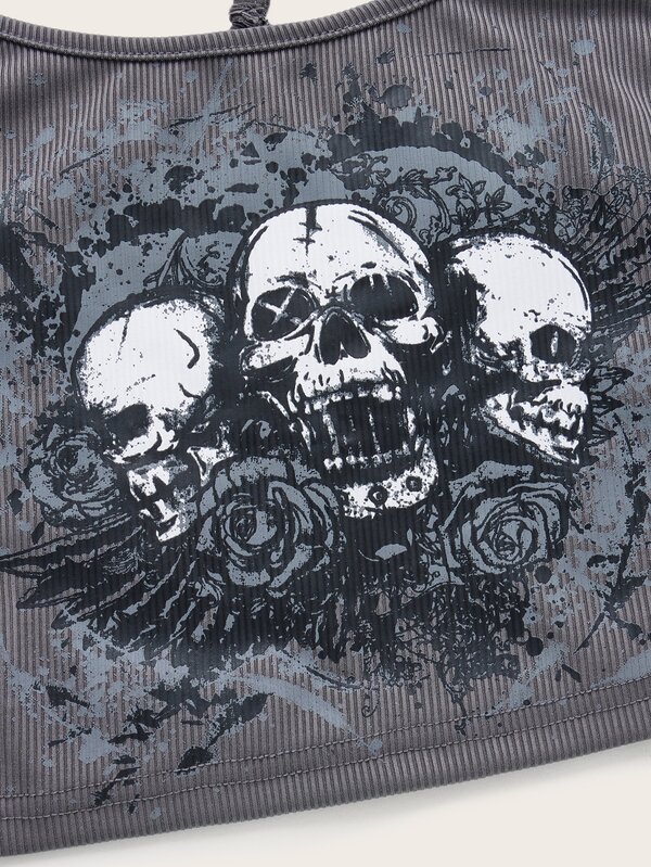 Grunge Punk Skull Print Chain Cami Top | SHEIN USA