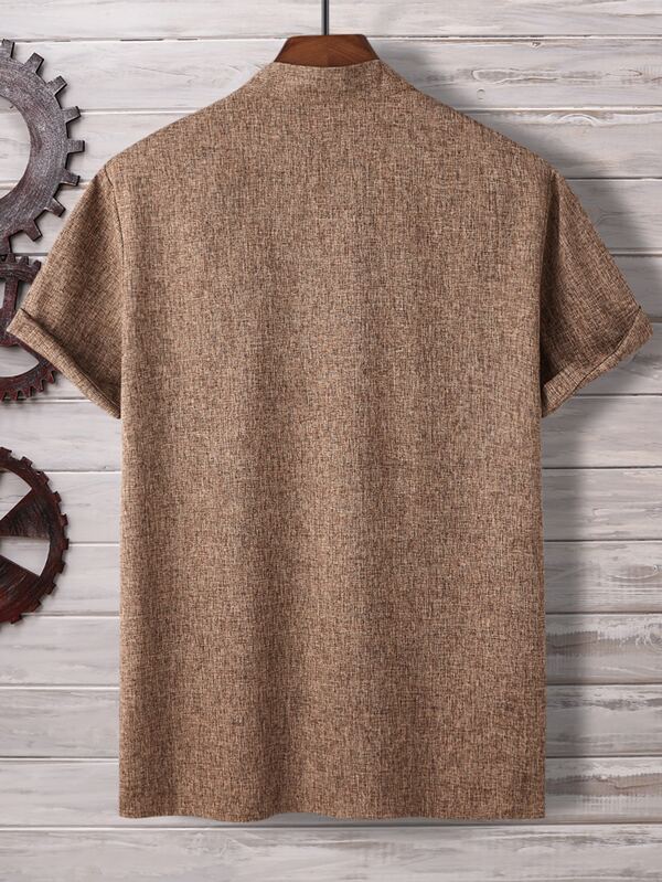 Manfinity Homme Men Solid Half Button Shirt | SHEIN USA