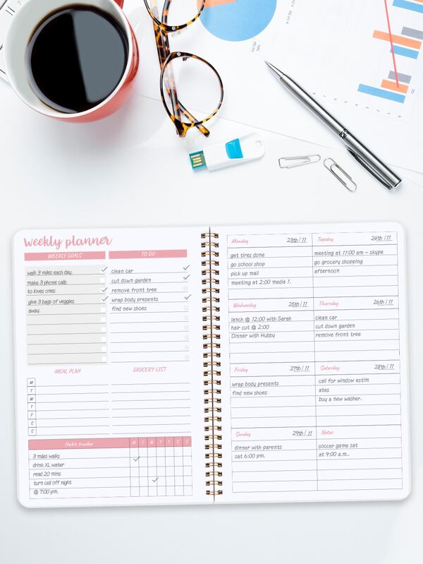 1pc A5 Undated Weekly Notebook With Habit Tracker, 52 Weeks Daily ...