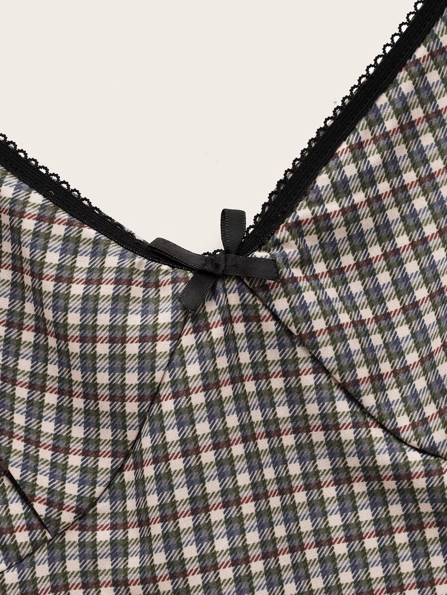 ROMWE Kawaii Plaid Bow Decor Dress | SHEIN USA