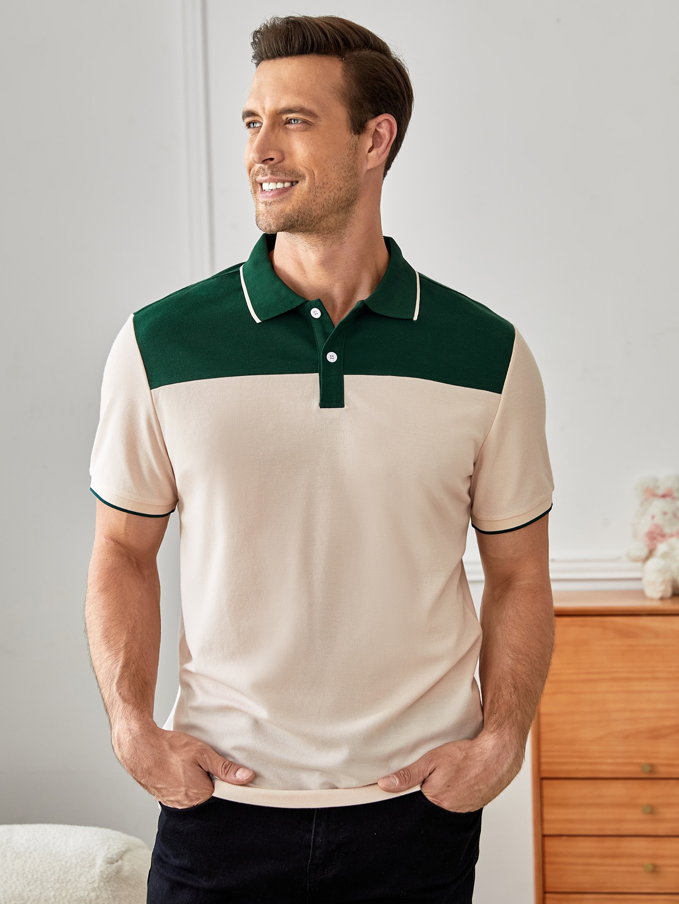Men Two Tone Polo Shirt