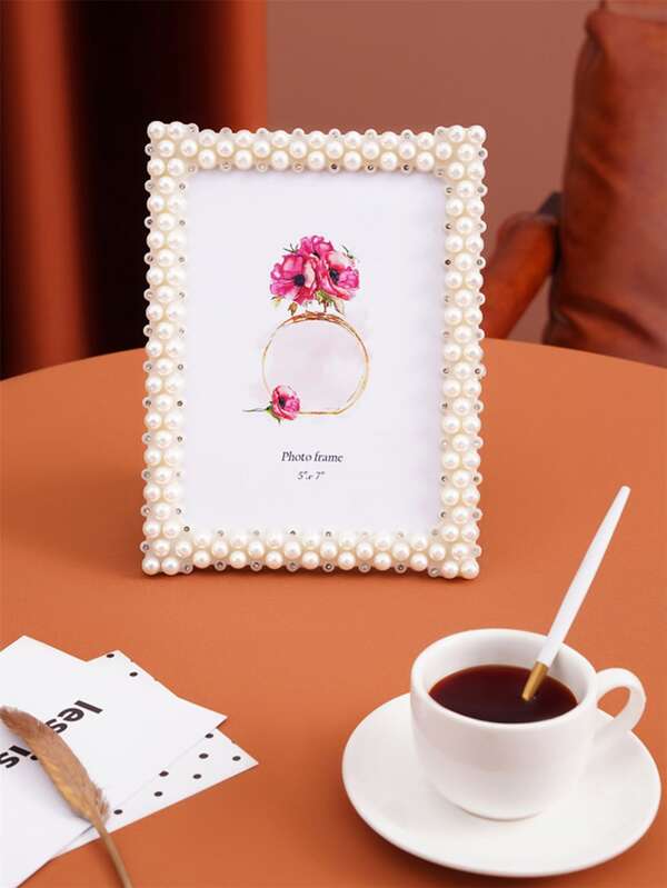 1pc Faux Pearl Decor Photo Frame With 1pc Random Inner Paper | SHEIN USA
