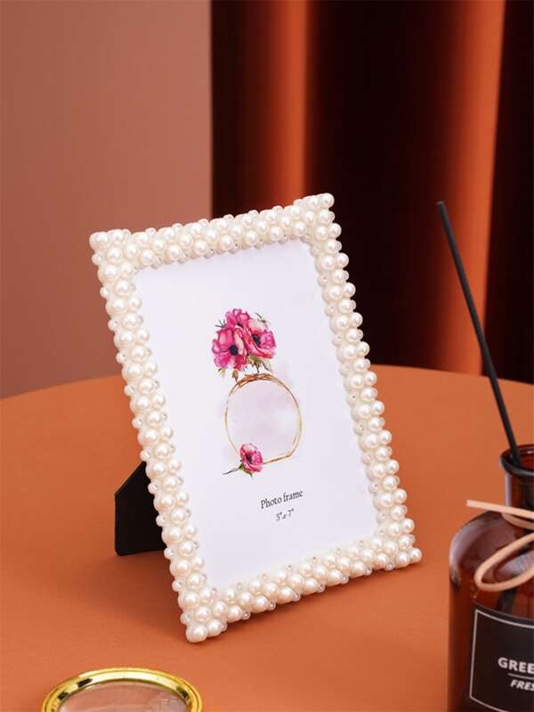 1pc Faux Pearl Decor Photo Frame With 1pc Random Inner Paper | SHEIN USA