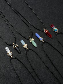 7pcs Men Fashion Stone Pendant Necklace | SHEIN UK