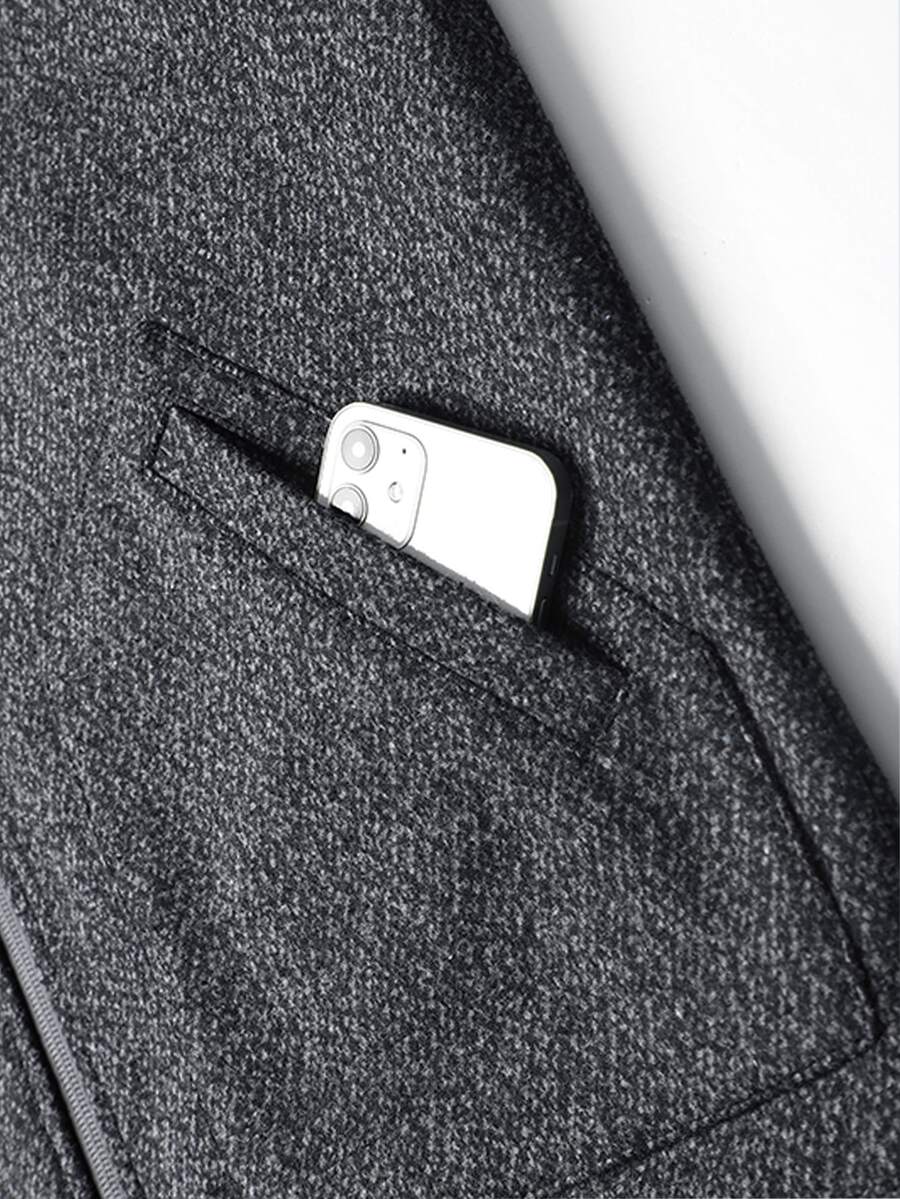 Men Slant Pockets Zip Up Overcoat | SHEIN USA