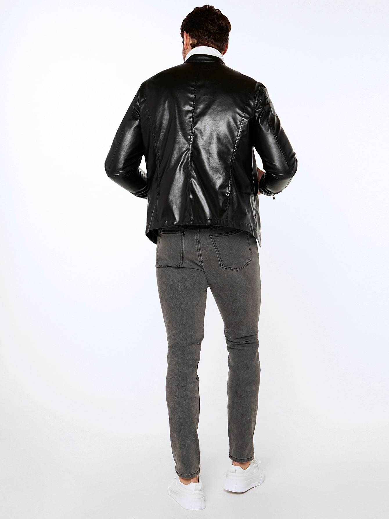 Manfinity Men Zip Up PU Leather Jacket | SHEIN UK