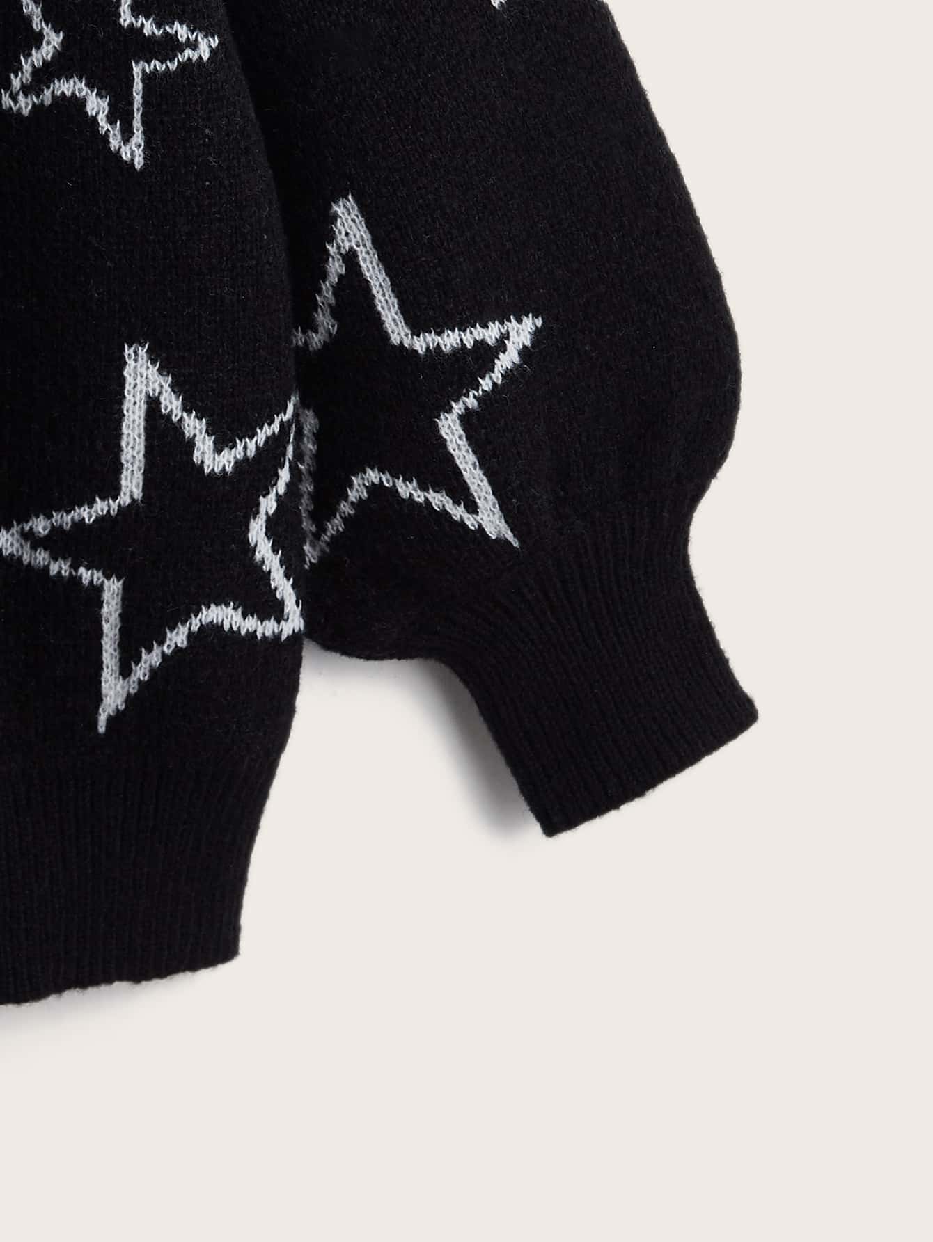 SHEIN EZwear Plus Star Pattern Lantern Sleeve Cardigan | SHEIN UK
