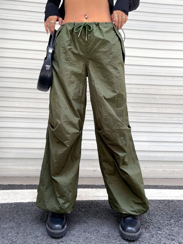 SHEIN X Jadee Vice SHEIN ICON Parachute broek Gorpkern Taille met ...