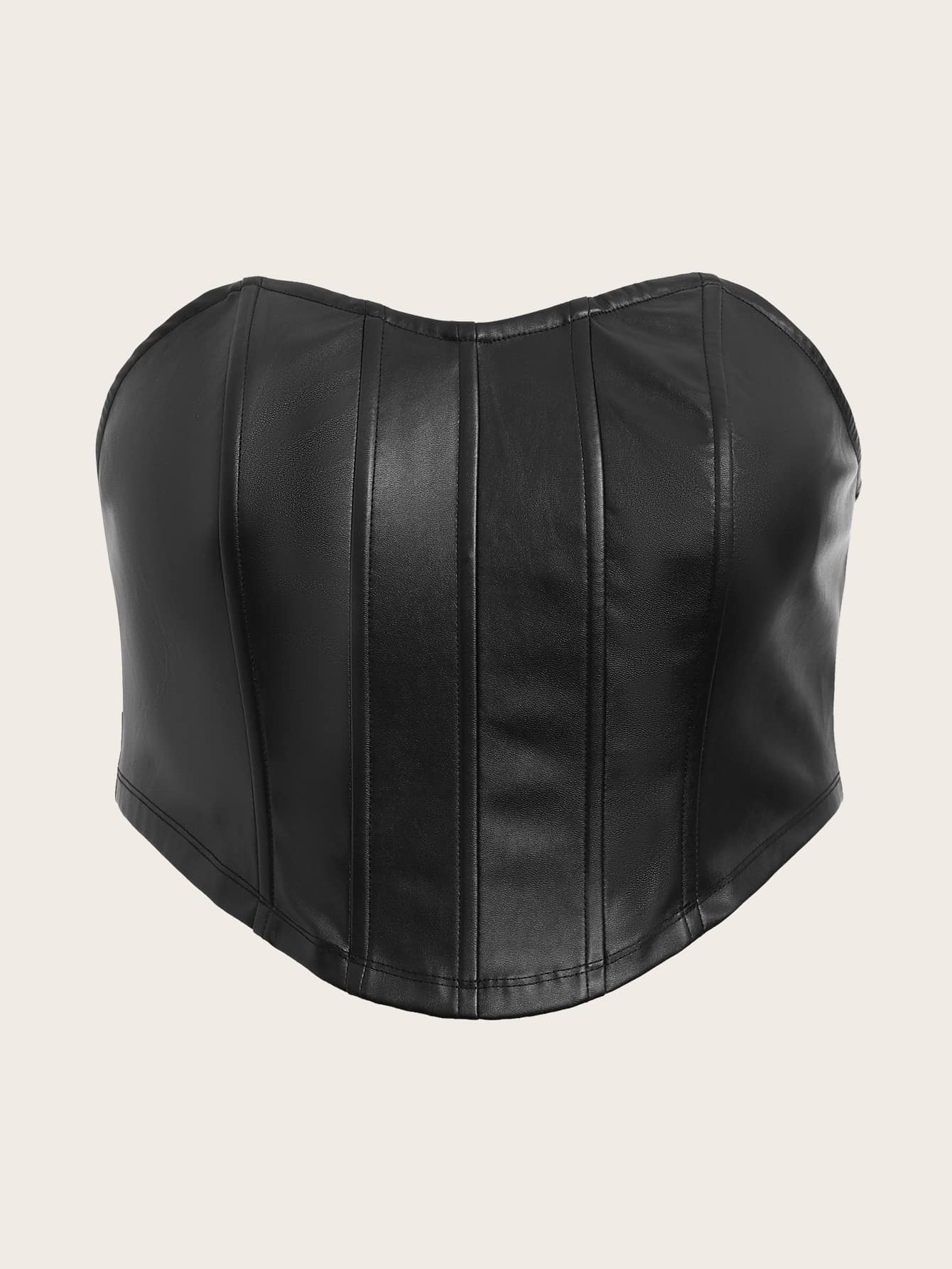 SHEIN ICON Plus Zip Back PU Leather Tube Top | SHEIN USA